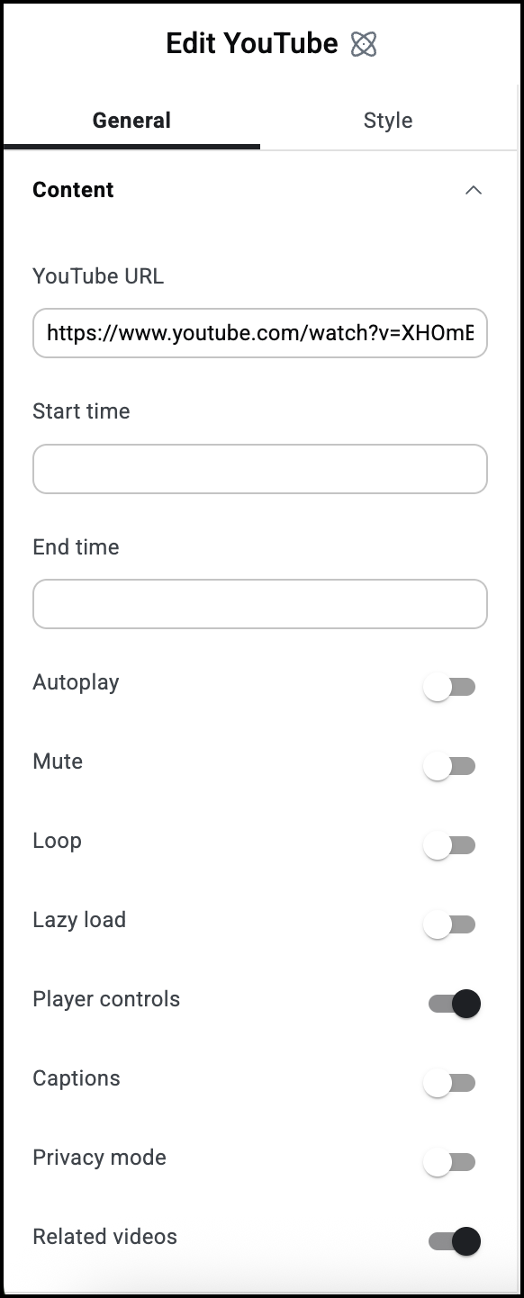YouTube element | Elementor