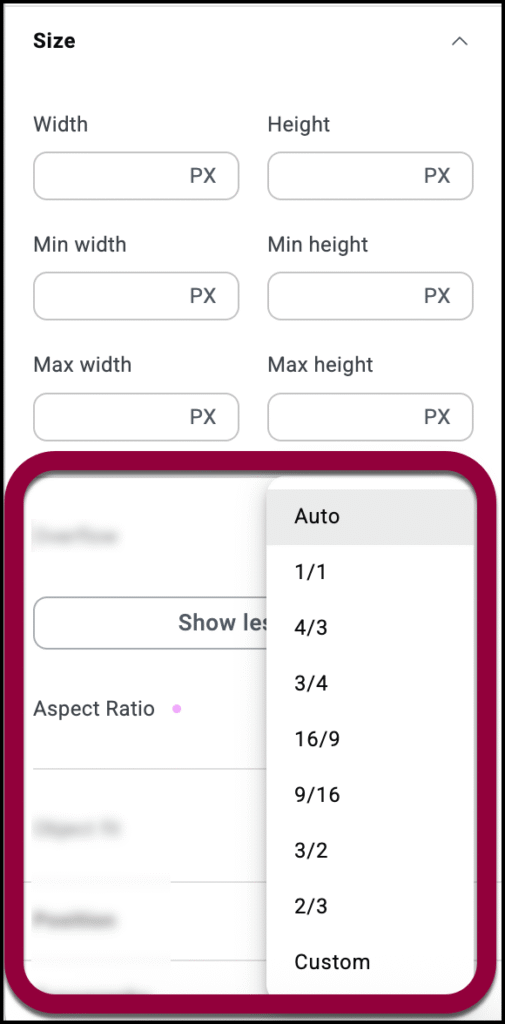 Style tab - Size | Elementor