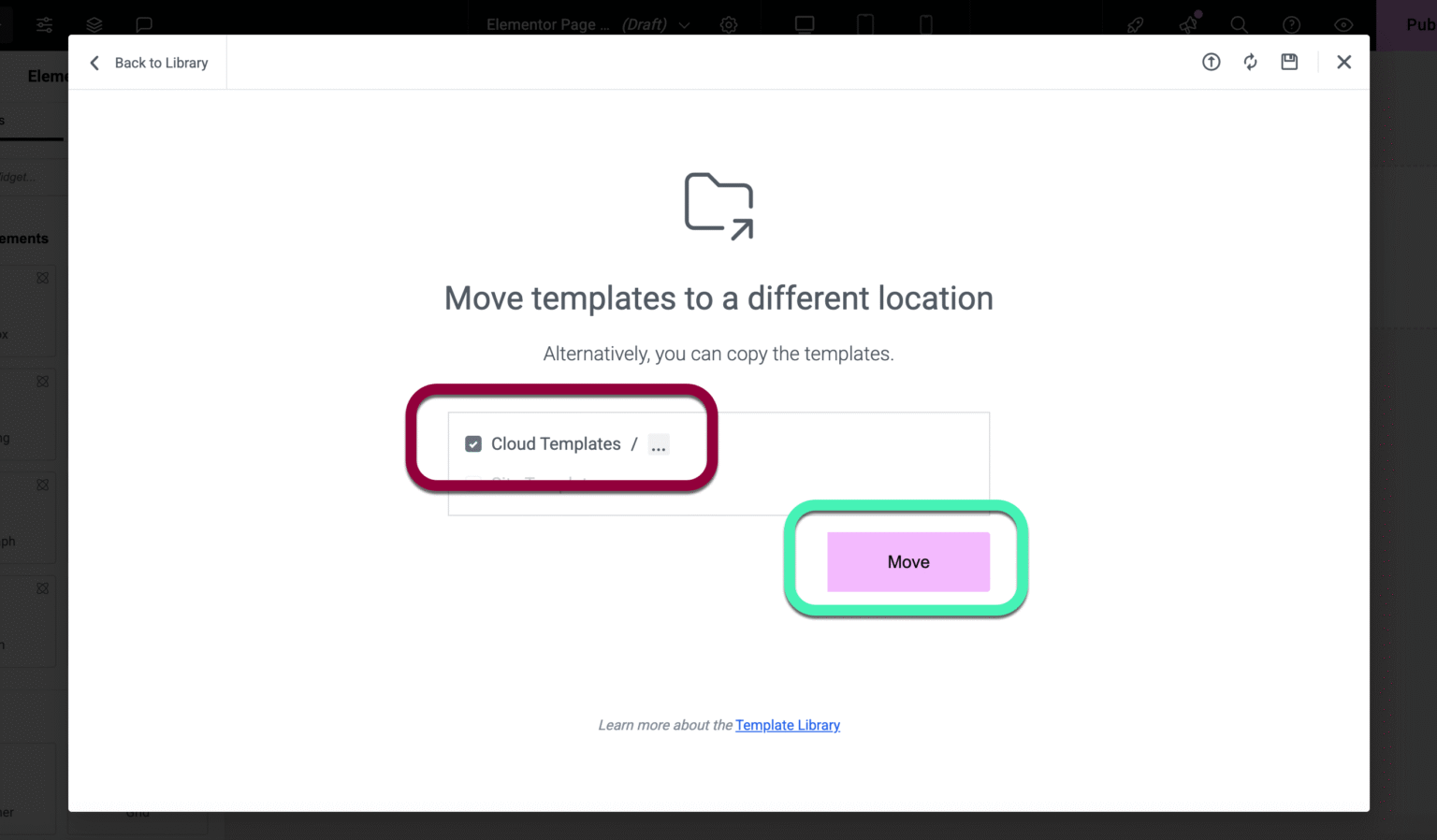 Transfer a site template to your Cloud Template Library | Elementor