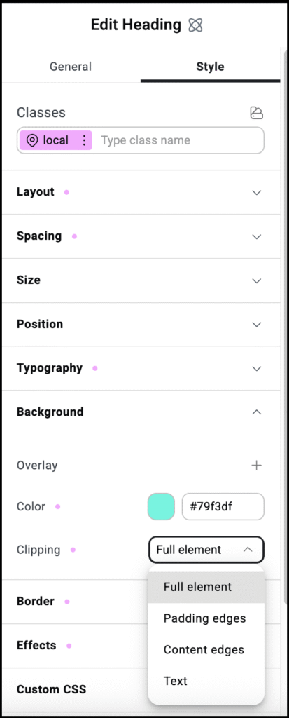 Style tab - Background | Elementor