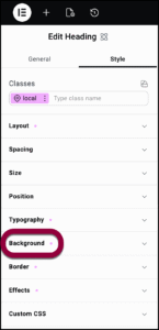 Style tab - Background | Elementor