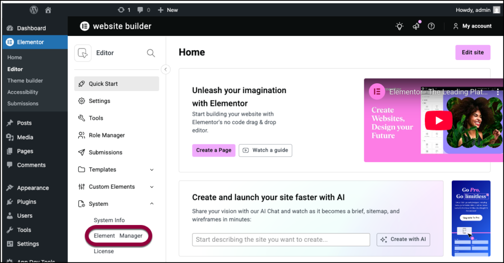 Element Manager | Elementor