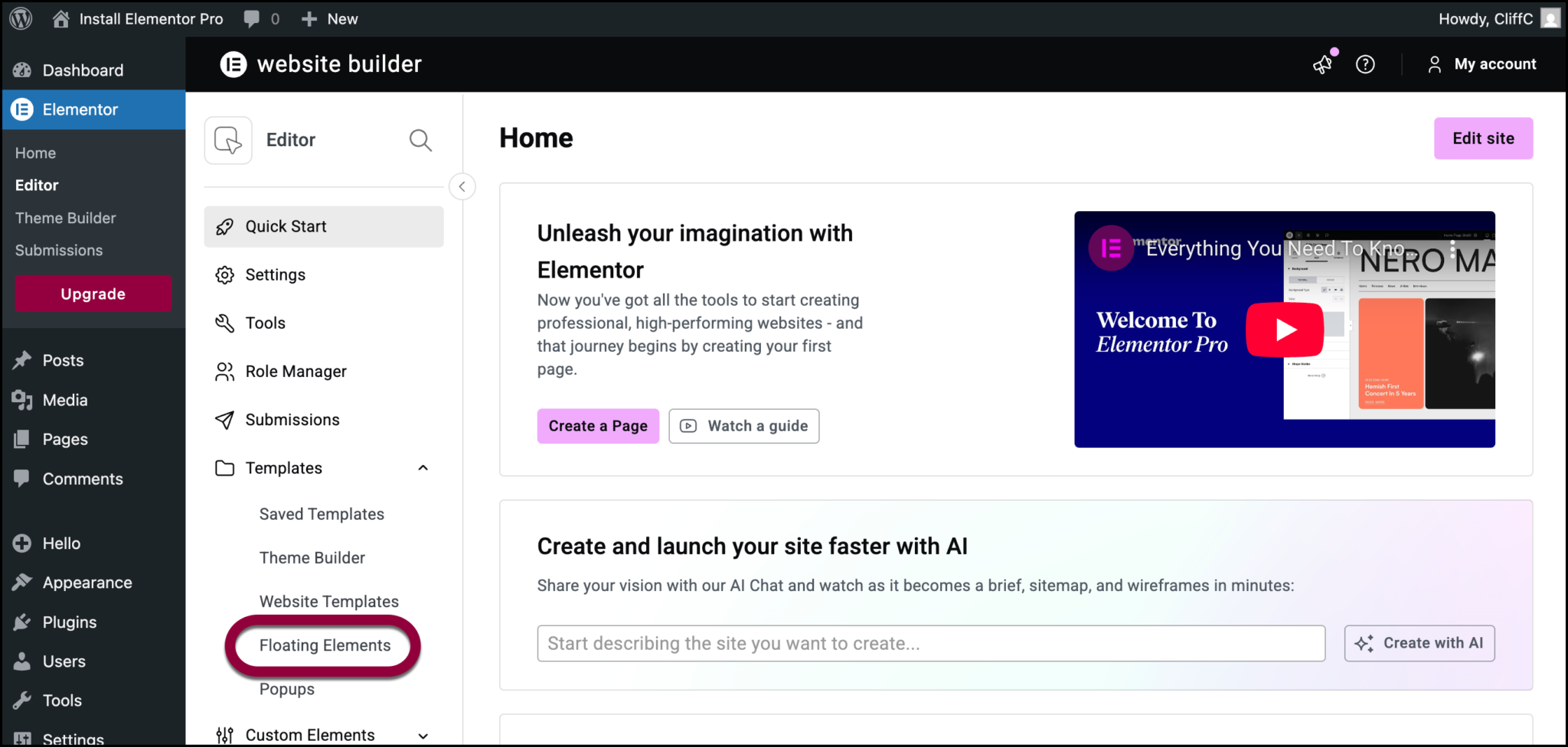 Add a Floating Bar to your site | Elementor