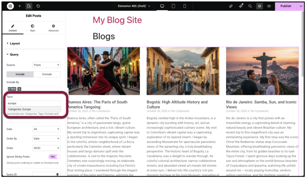 Create a blog website | Elementor