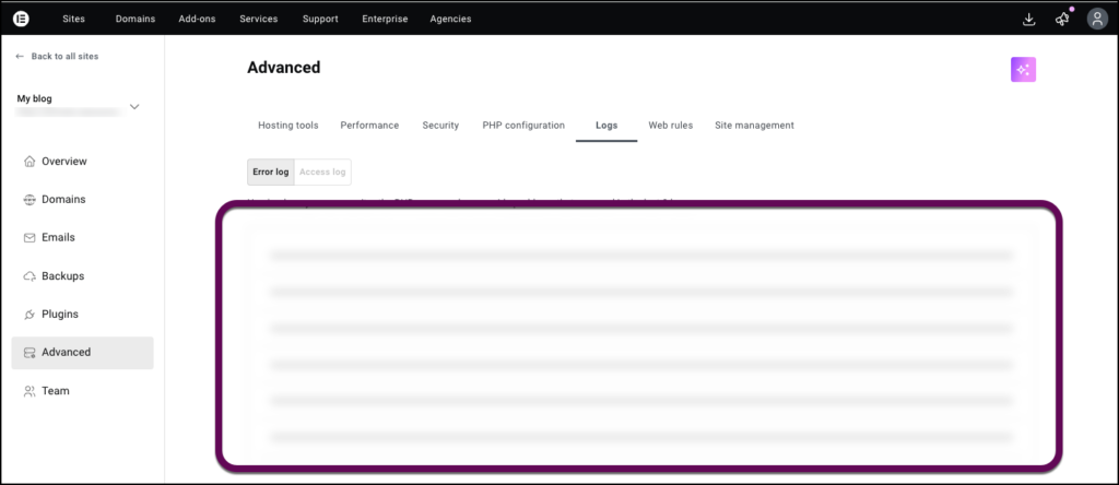 How do I review my Elementor Host error logs? | Elementor