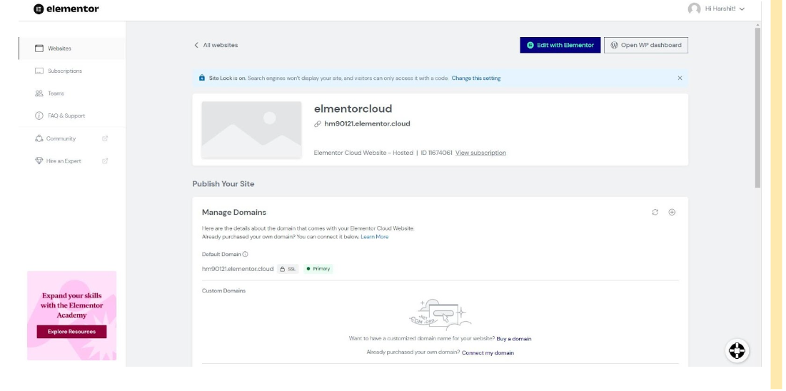 Taking your site live | Elementor