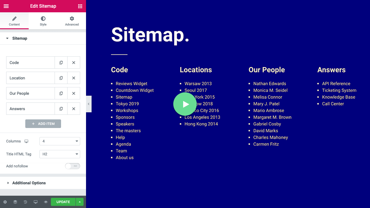 HTML Sitemap Widget For WordPress Elementor